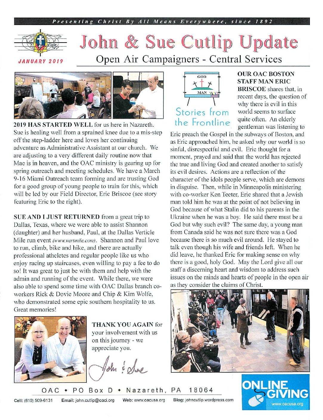 Cutlip newsletter | Open Air Campaigners USA