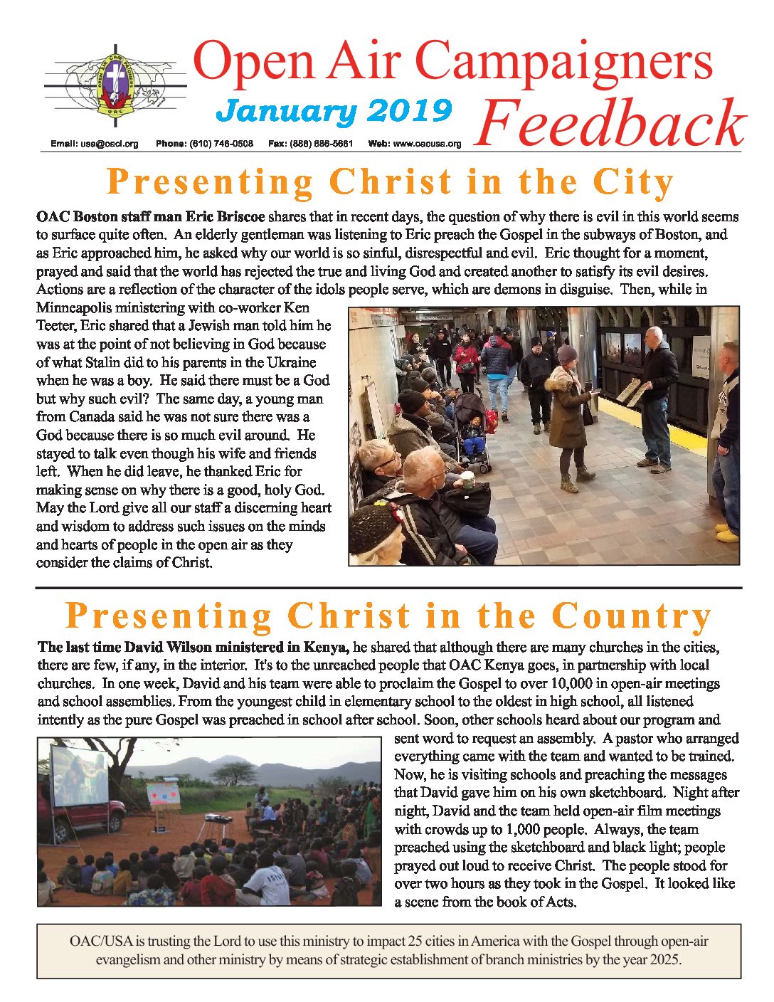 OAC Feedback Report | Open Air Campaigners USA